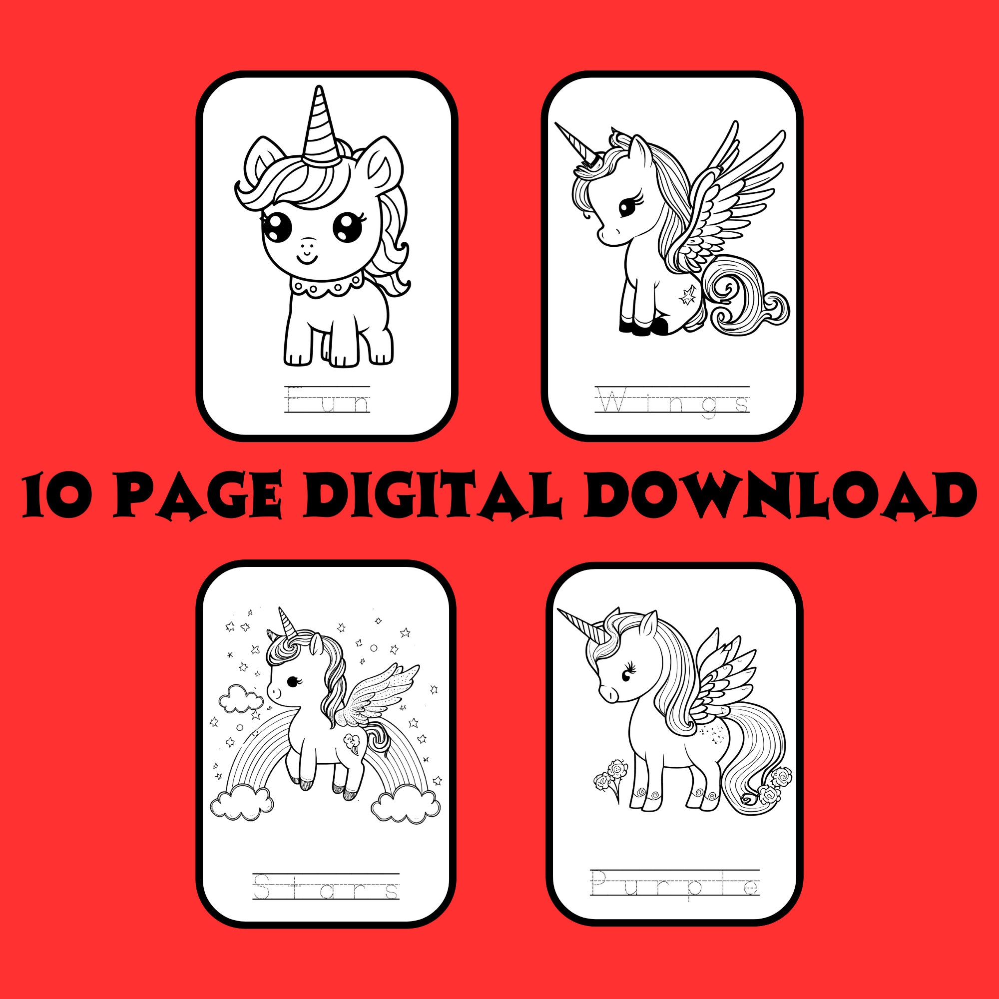 Unicorn Coloring Pages Unicorn Activity Sheet for Kids - Etsy