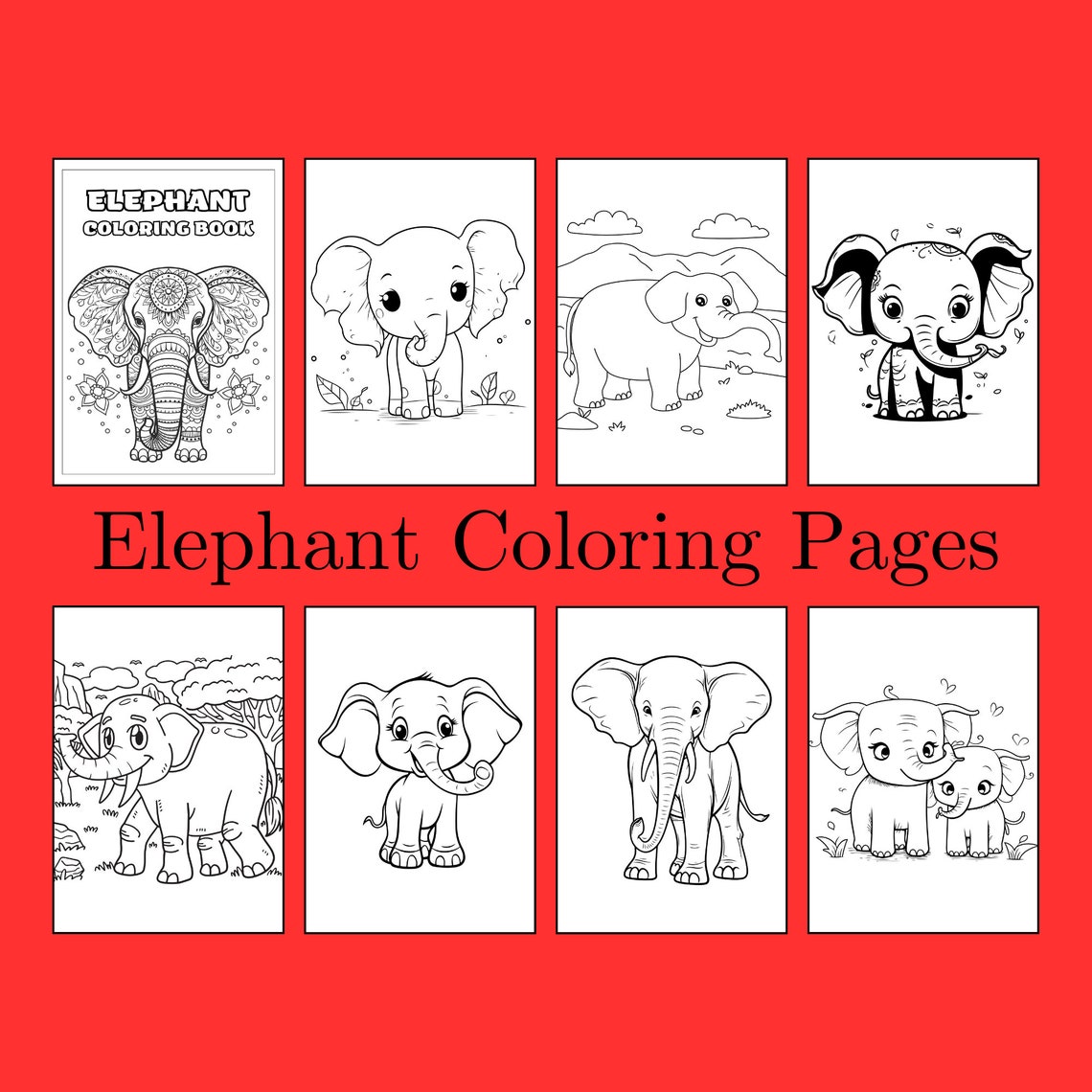 Elephant Coloring Pages, Coloring Printables for Kids and Adults ...