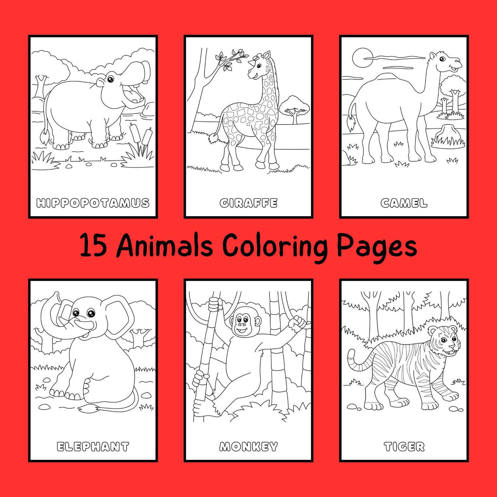 Animal Coloring Pages, Zoo Coloring Pages, Kids Safari Animals Coloring ...
