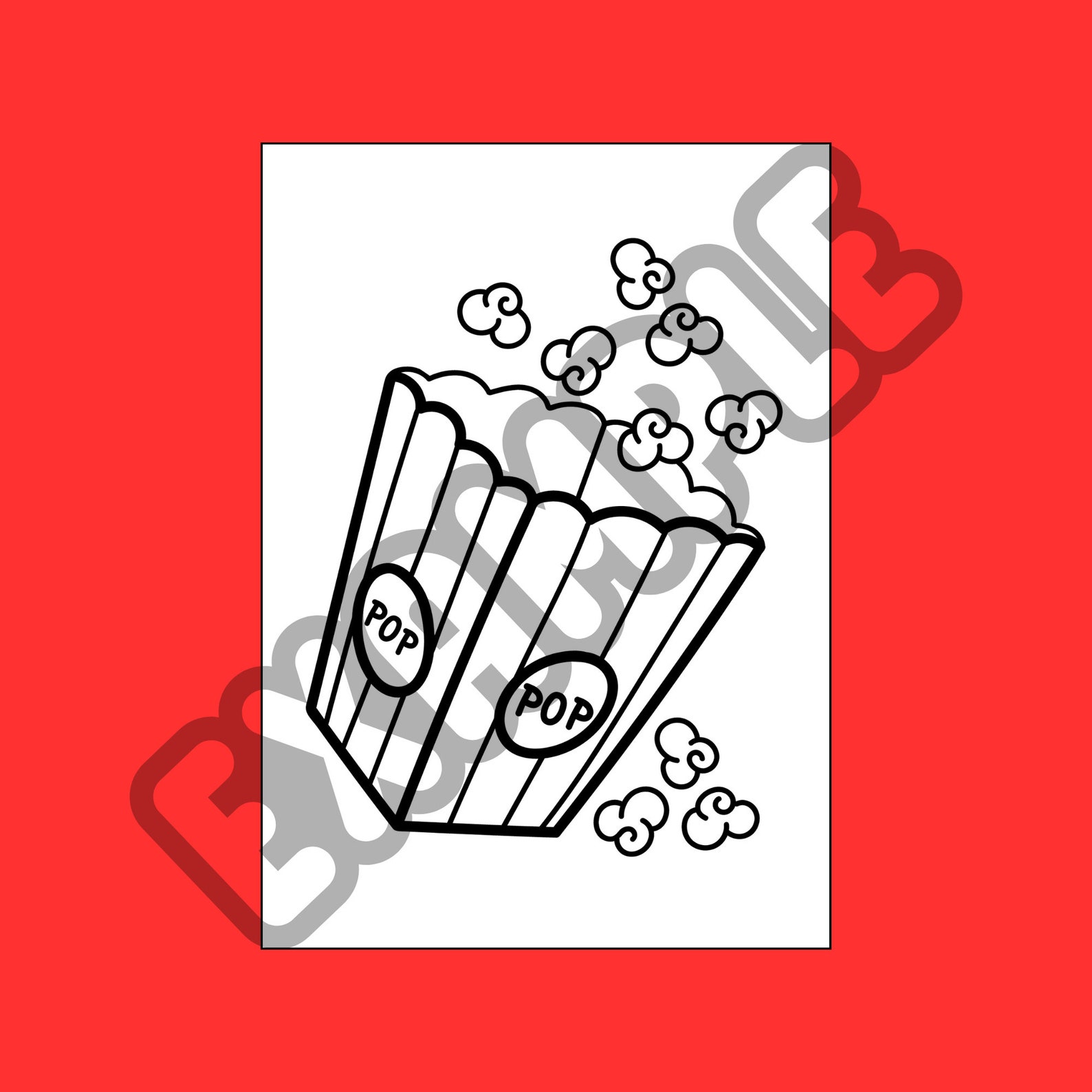 Popcorn Coloring Pages, Kids Coloring Book, Popcorn Printables, Adult ...