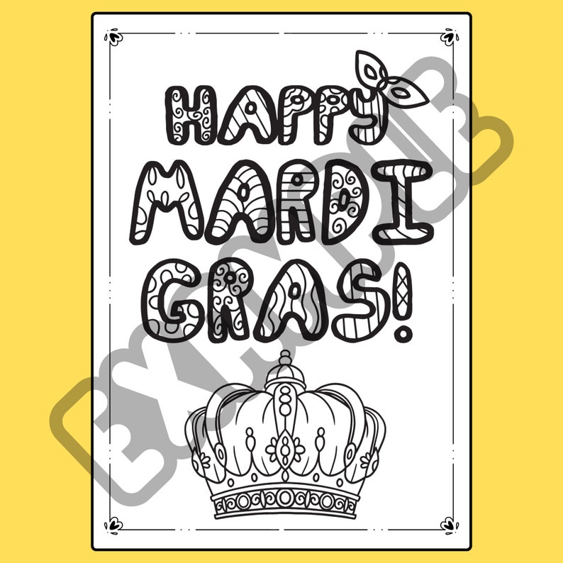 Mardi Gras Coloring Pages, Kids School Activity, Mardi Gras Coloring ...