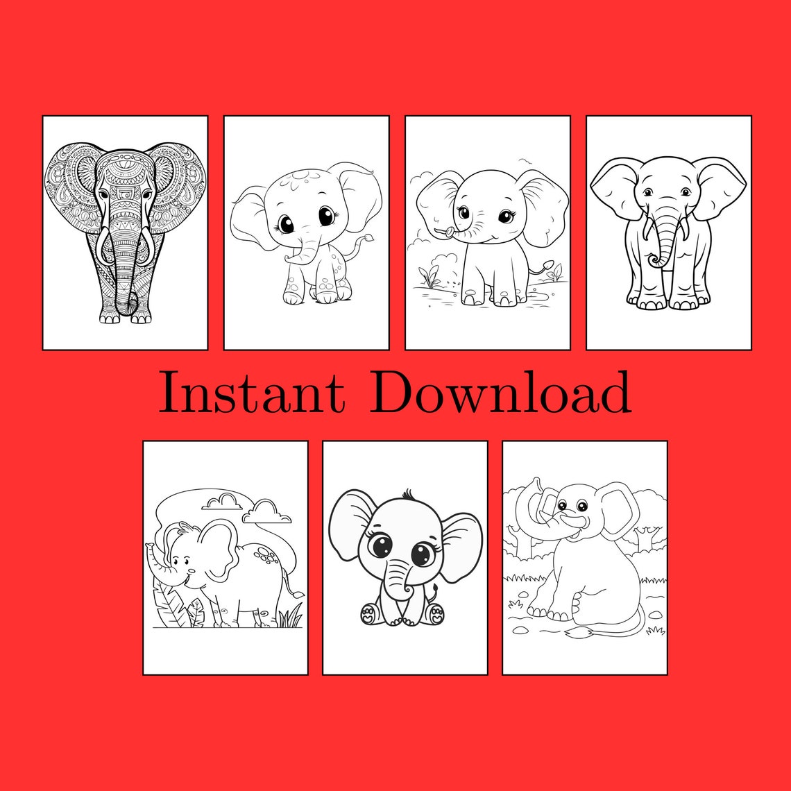 Elephant Coloring Pages, Coloring Printables for Kids and Adults ...