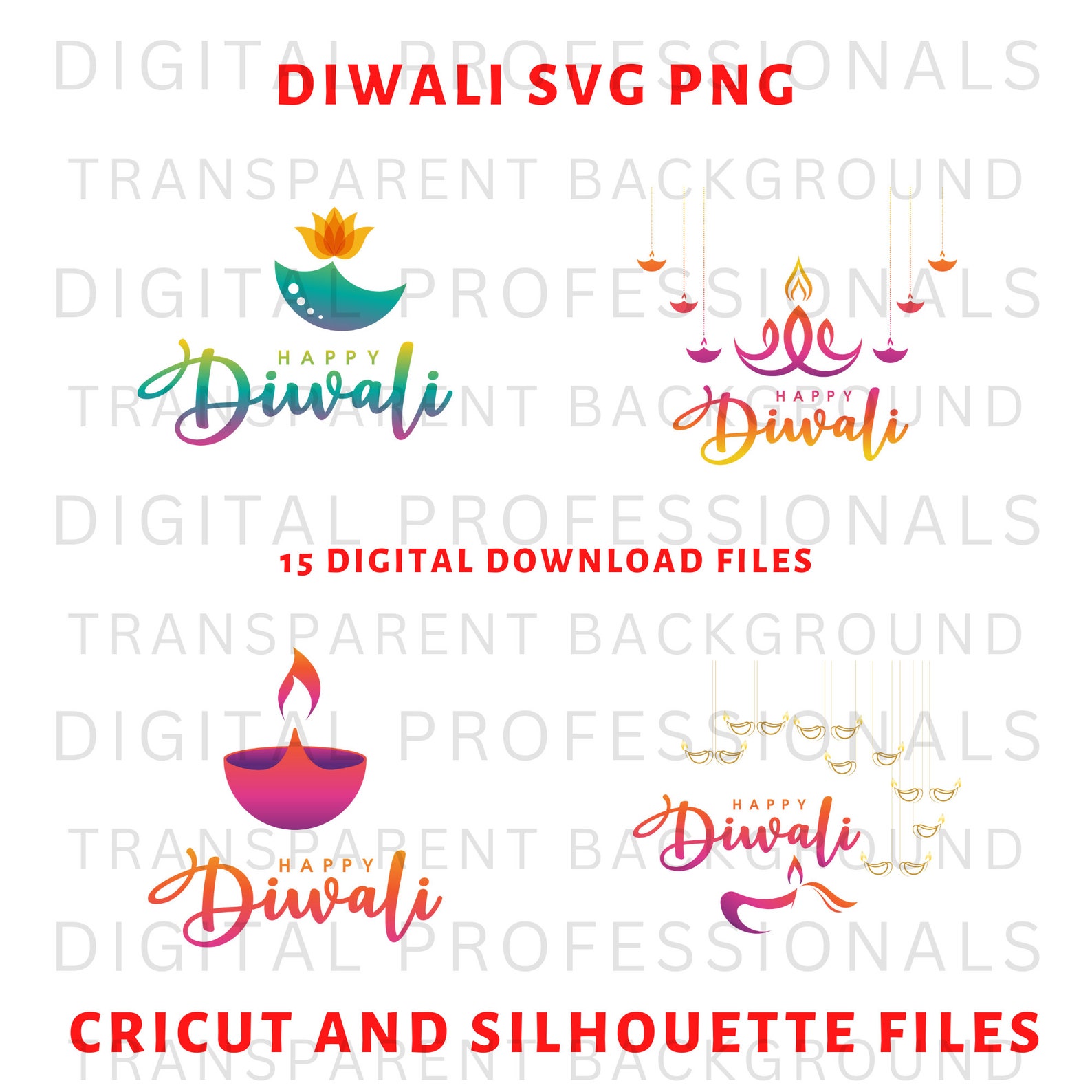 Diwali Printables PNG SVG Files, Diwali Decorations PNG Instant ...