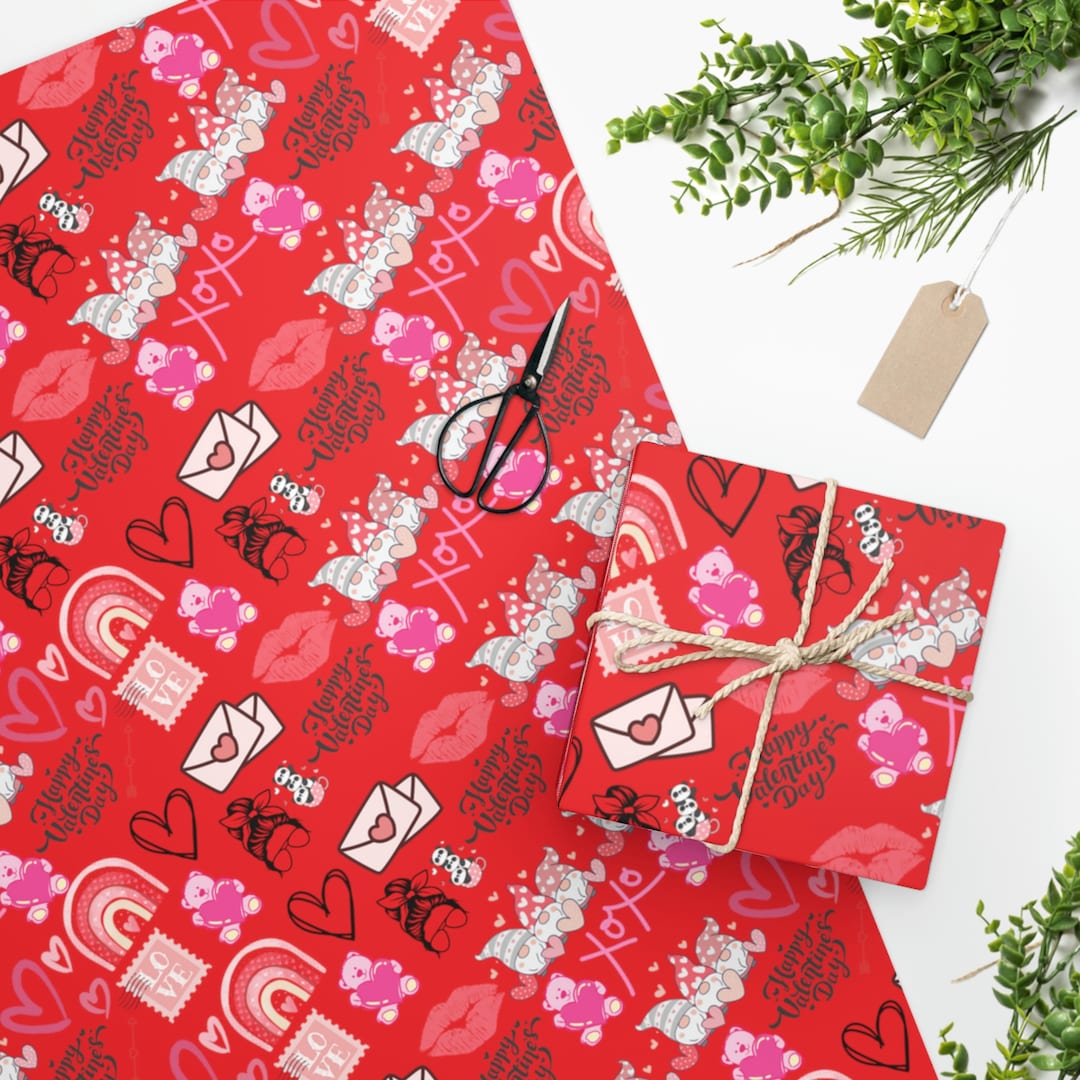 Love Wrapping Paper, Red Wrapping Paper, Valentines Day Wrapping Paper ...