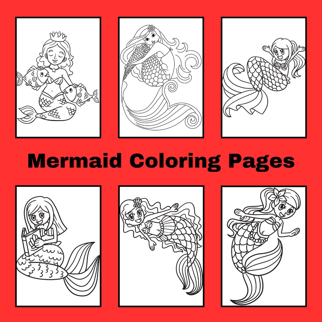 Mermaid Coloring Pages, Mermaid Coloring Activity for Kids, Easy ...