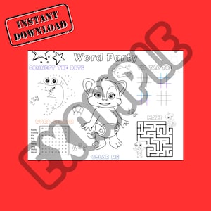 Word Party Activity Sheet, Perfect for Kids Activities During Birthdays ...