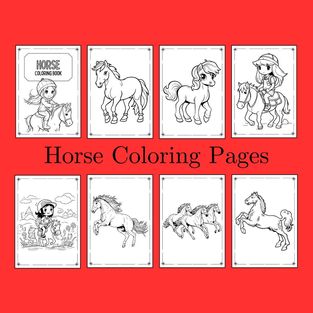 Horse Coloring Pages, Cute Horse Coloring Book for Kids, Homeschool ...