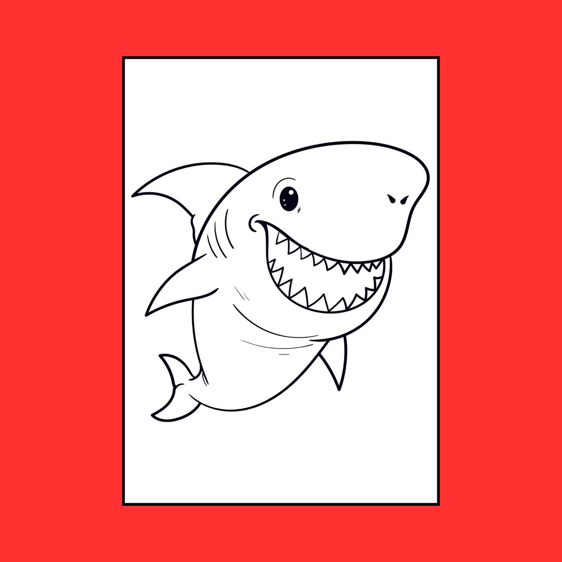 Shark Coloring Pages, Shark Coloring Activity for Kids, Easy Coloring ...