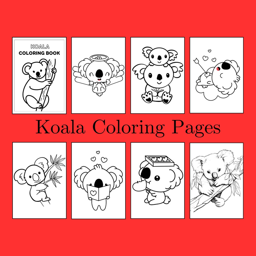 Koala Coloring Pages, Cute Koala Coloring Book for Kids and Adults ...