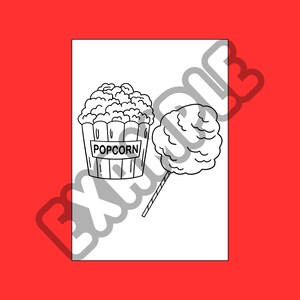 Popcorn Coloring Pages, Kids Coloring Book, Popcorn Printables, Adult ...