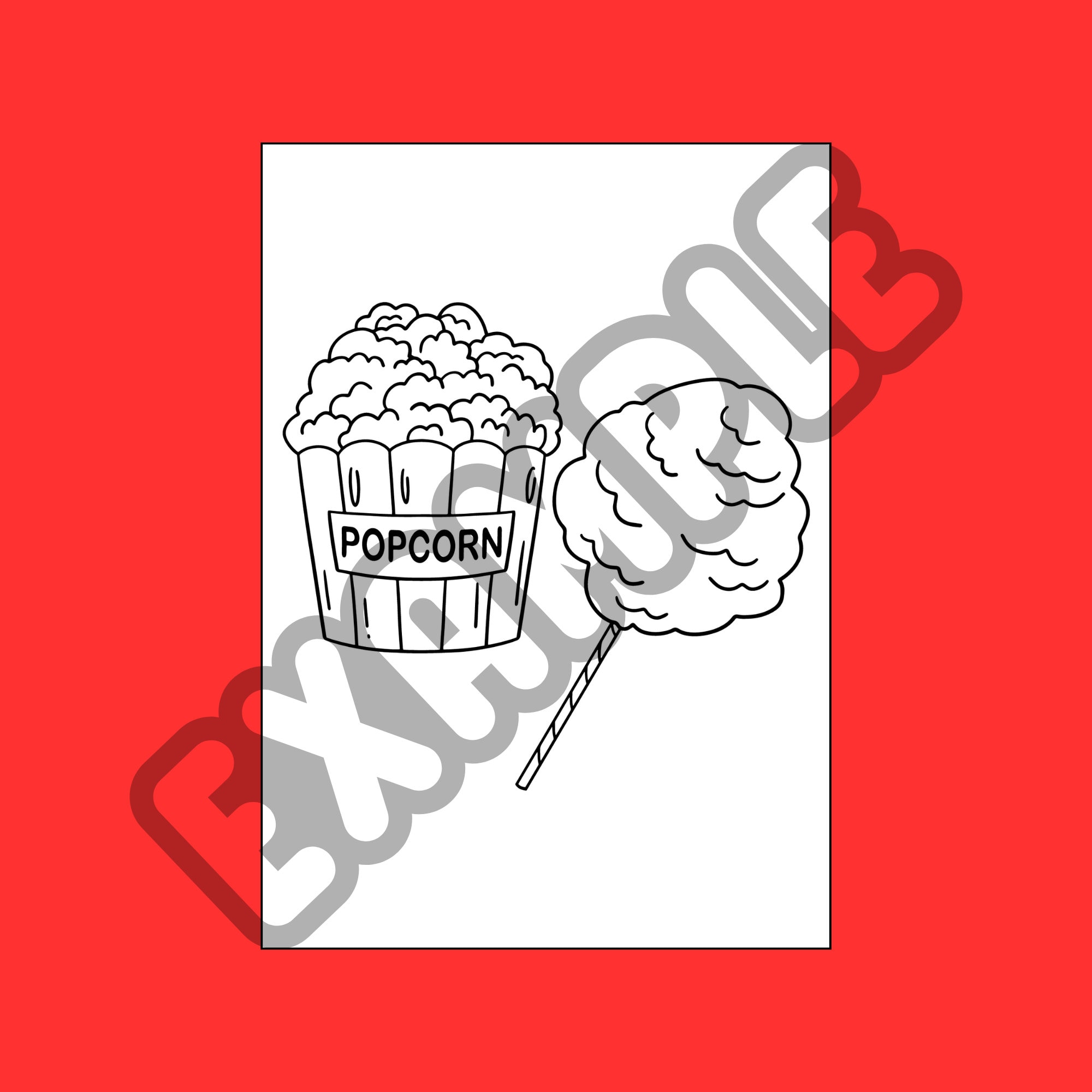 Popcorn Coloring Pages, Kids Coloring Book, Popcorn Printables, Adult ...