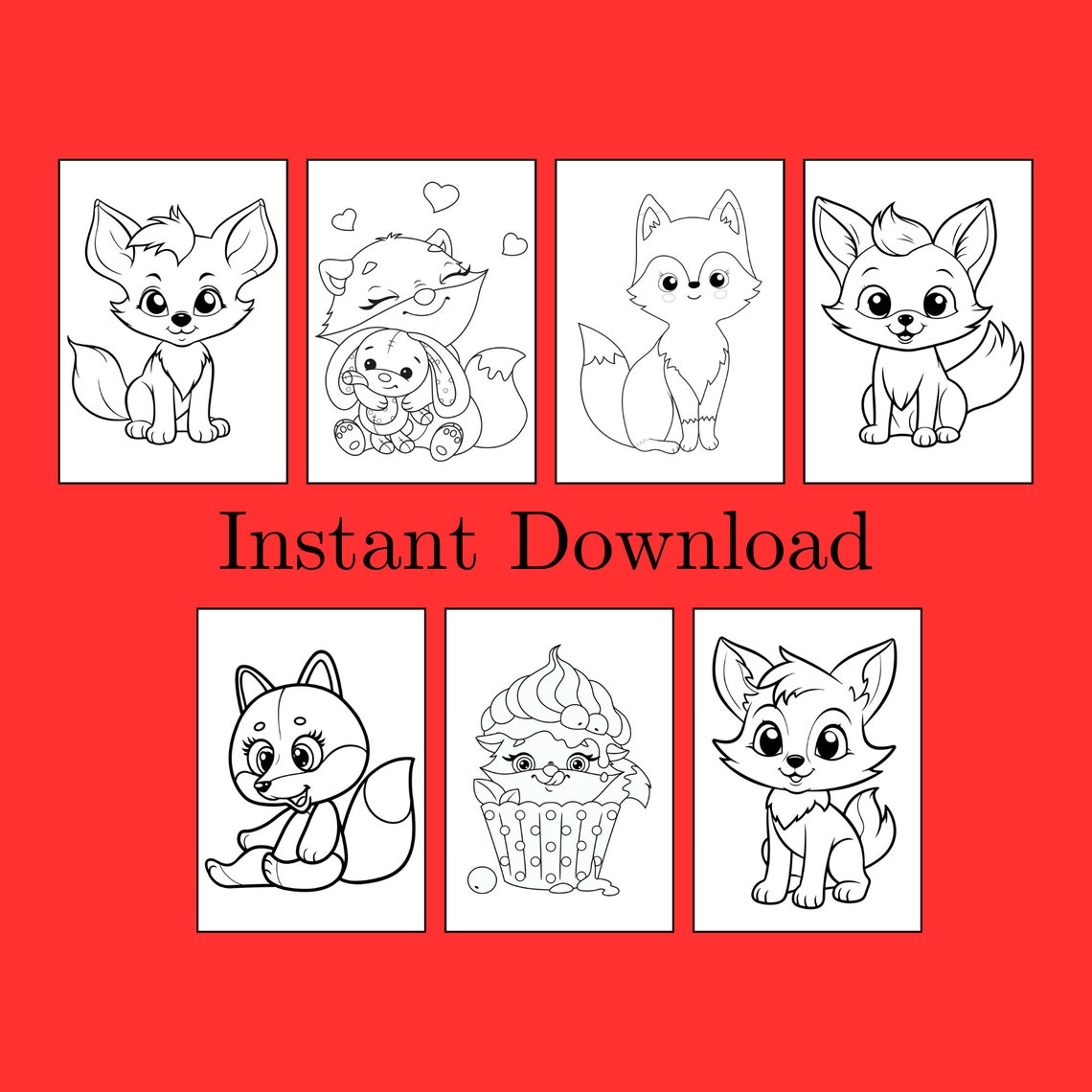 Fox Coloring Pages, Kids Coloring Book, Fox Printable, Cute Coloring ...