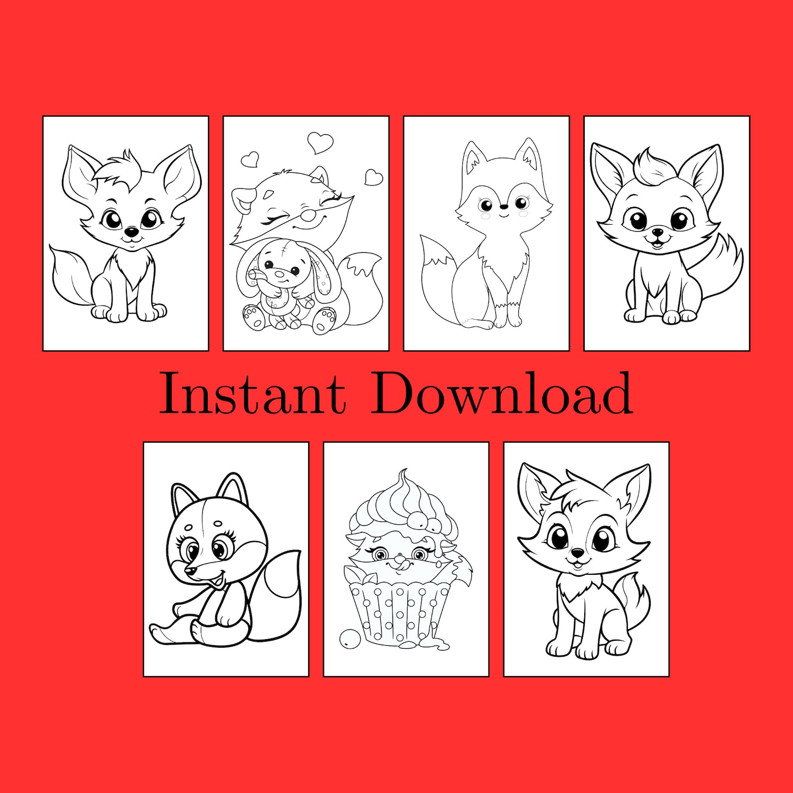 Fox Coloring Pages, Kids Coloring Book, Fox Printable, Cute Coloring ...