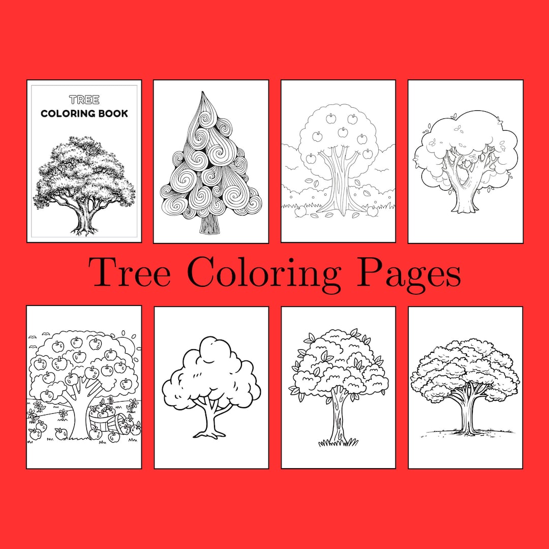 Tree Coloring Book: 15 Detailed Pages for Kids (digital Download) - Etsy
