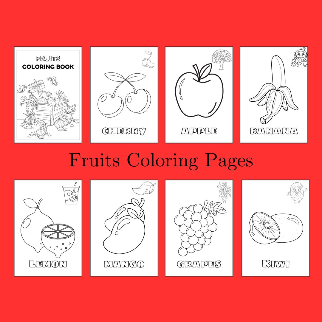 Fruits Coloring Pages, Printable Fruits for Coloring, Kids Coloring ...