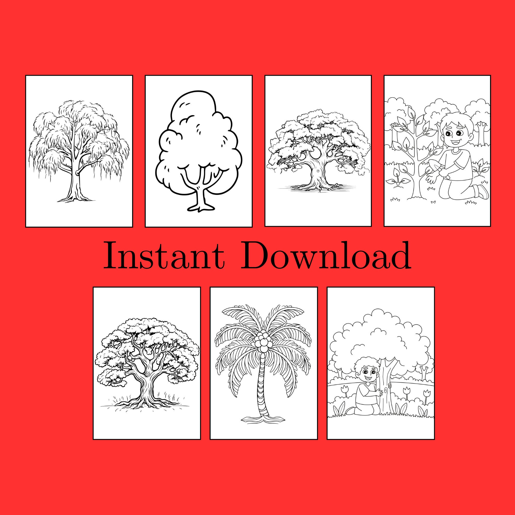 Tree Coloring Pages, Kids Coloring Pages Activity, Tree Printables for ...