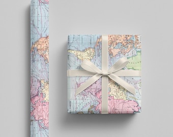 World Map Wrapping Paper - Classic, Map Paper, Travel, Gift Wrapping ...