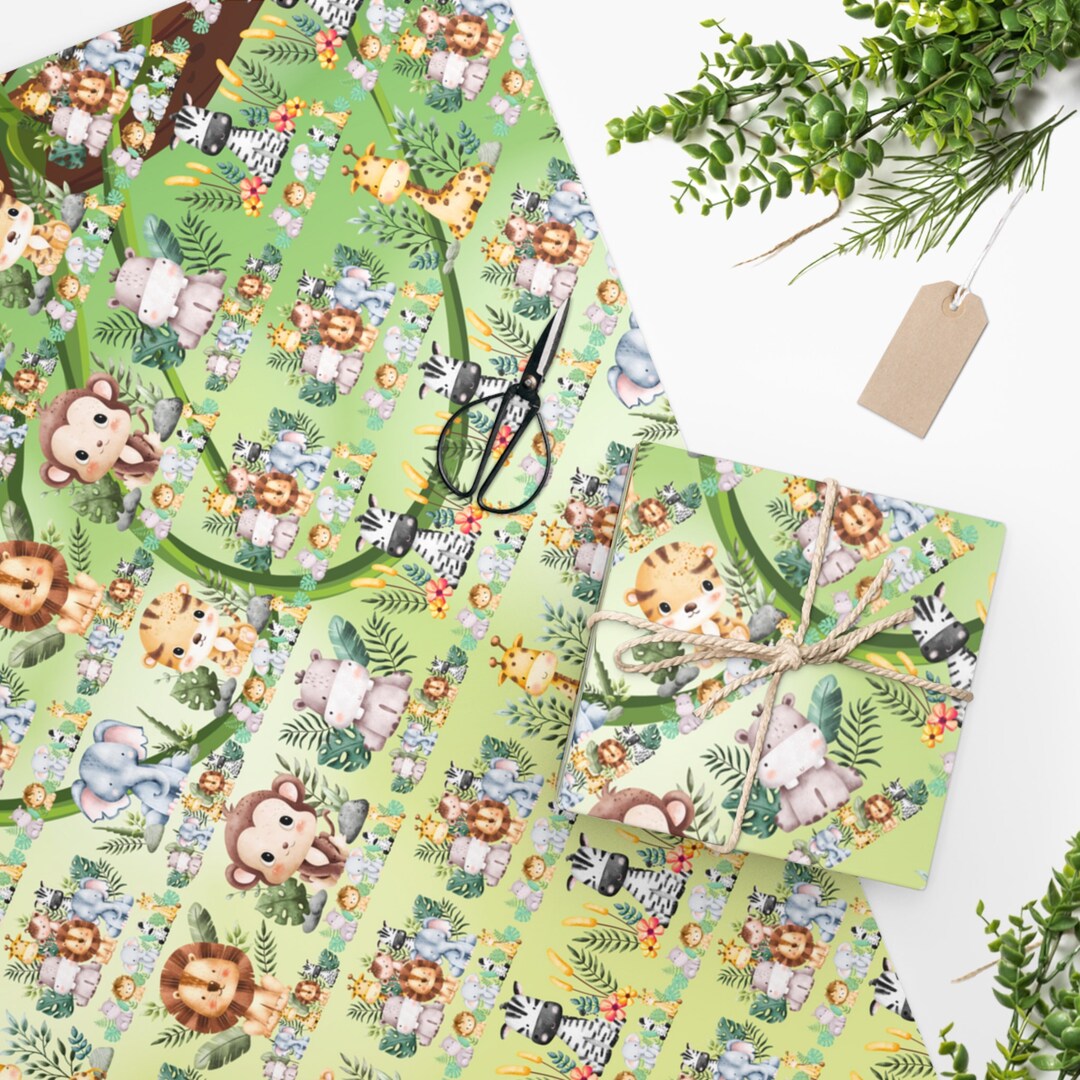 Safari Wrapping Paper, Jungle Safari Wrapping Paper, Safari Animal ...