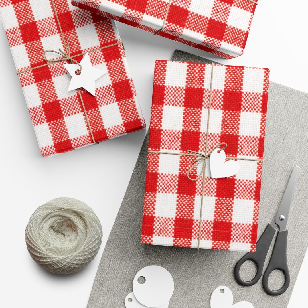 Gingham Wrapping Paper, Red Gingham Wrapping Paper - Etsy