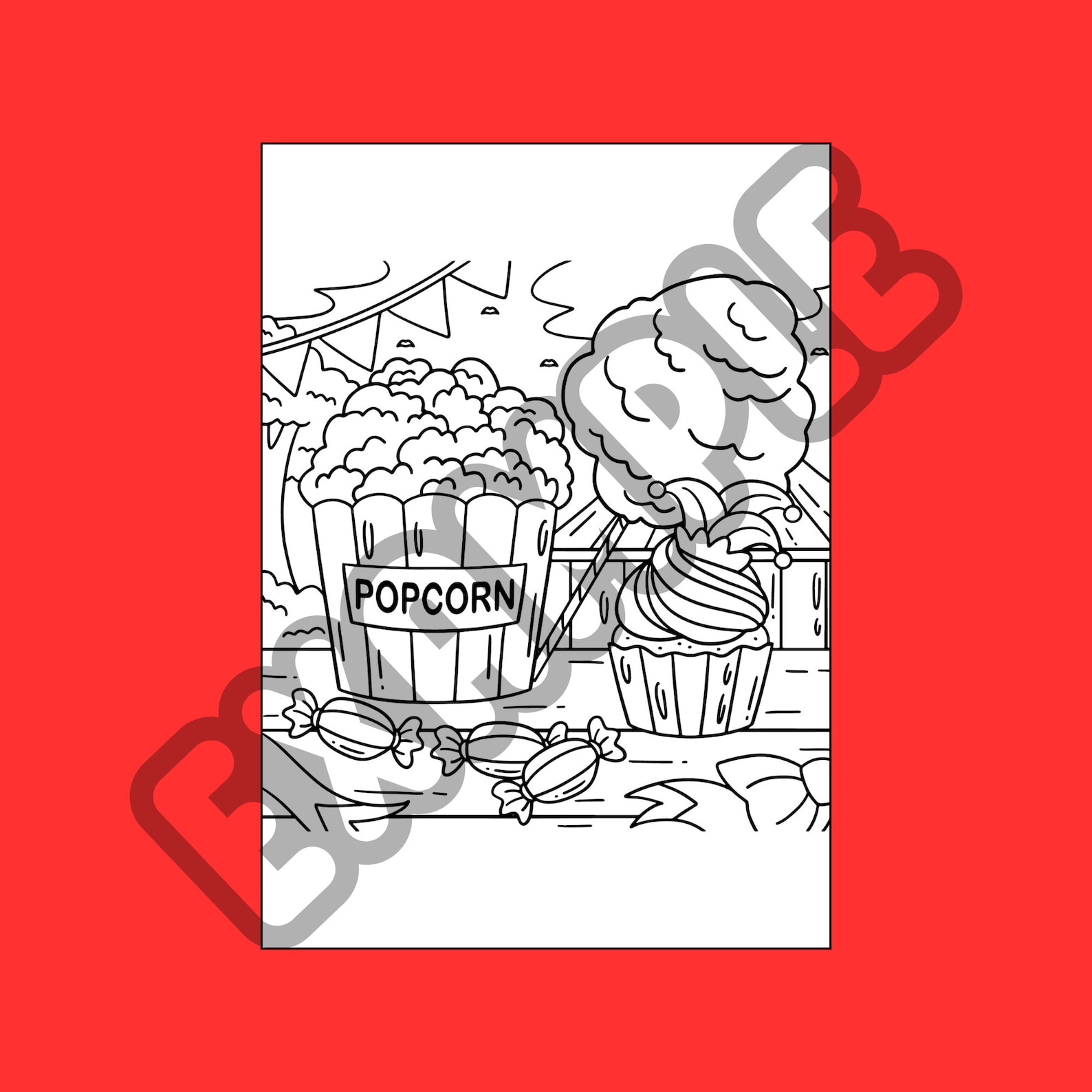 Popcorn Coloring Pages, Kids Coloring Book, Popcorn Printables, Adult ...