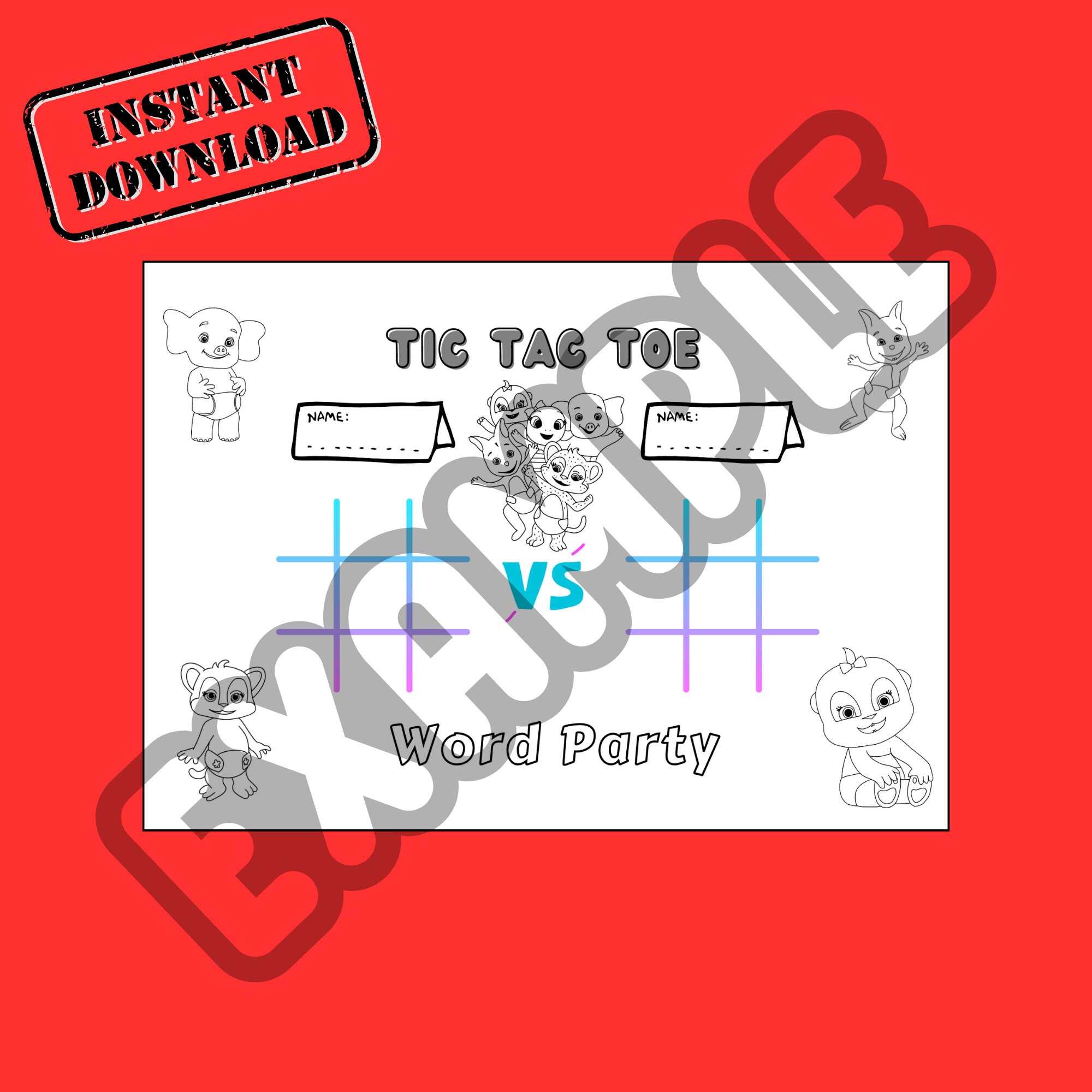 Word Party Activity Sheet, Perfect for Kids Activities During Birthdays ...