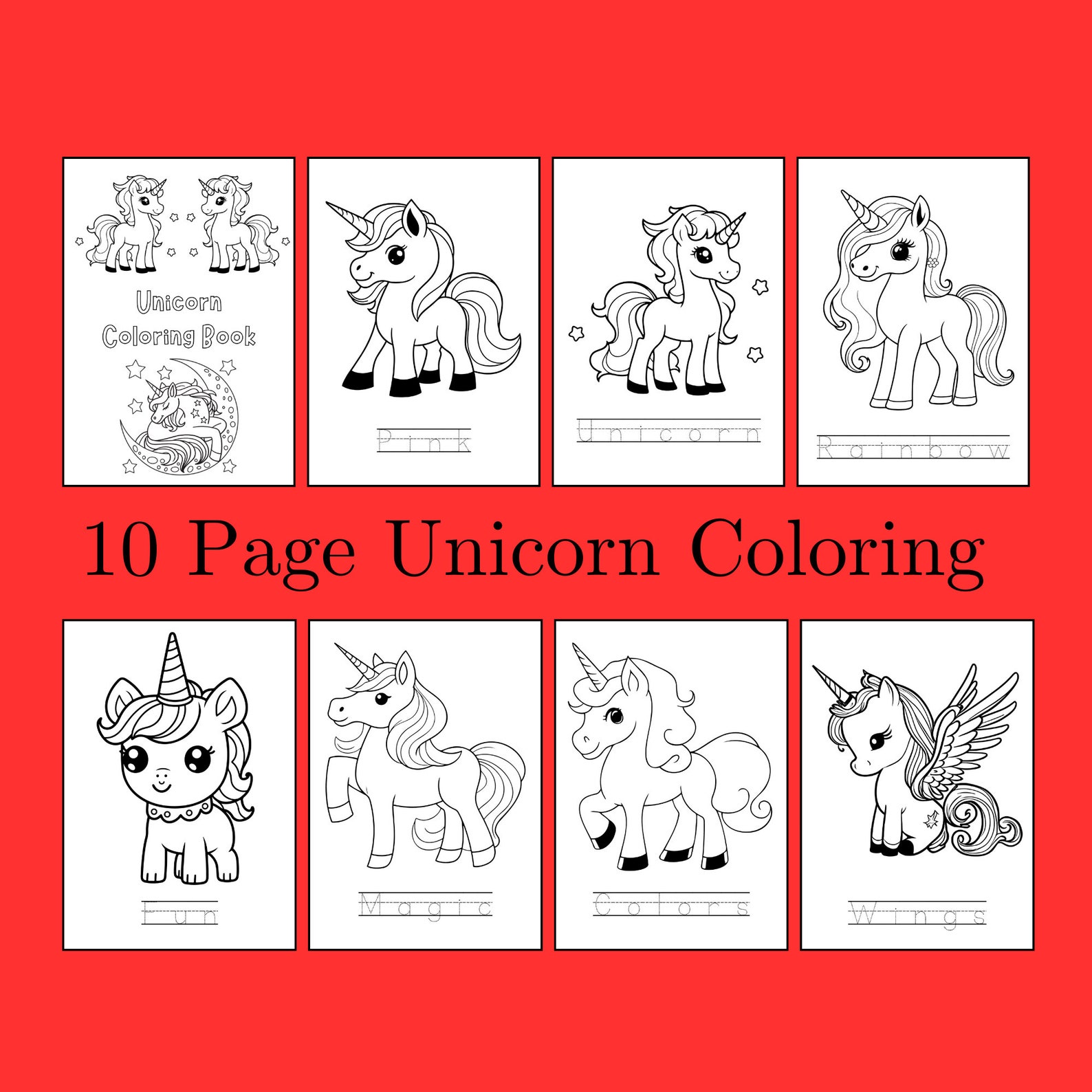 Unicorn Coloring Pages, Unicorn Activity Sheet for Kids, Unicorn ...