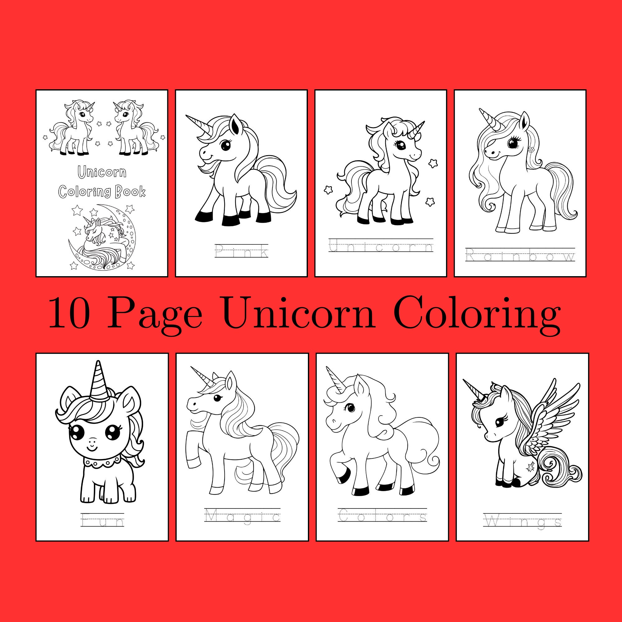 Unicorn Coloring Pages, Unicorn Activity Sheet for Kids, Unicorn ...