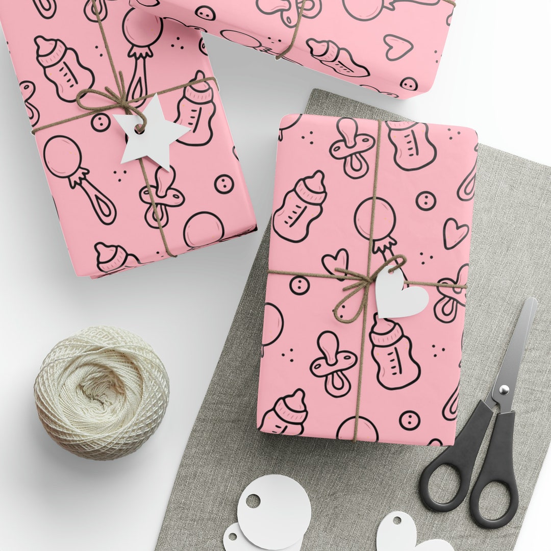 Baby Shower Wrapping Papers, Girl Baby Shower Wrapping Paper, Girl Baby ...