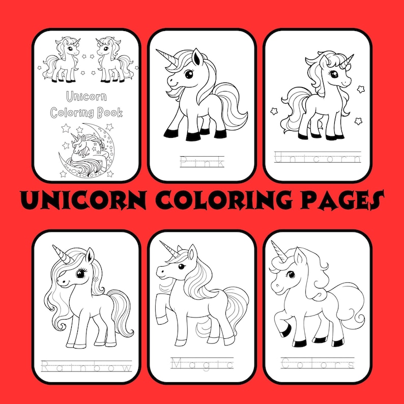 Unicorn Coloring Pages Unicorn Activity Sheet for Kids - Etsy