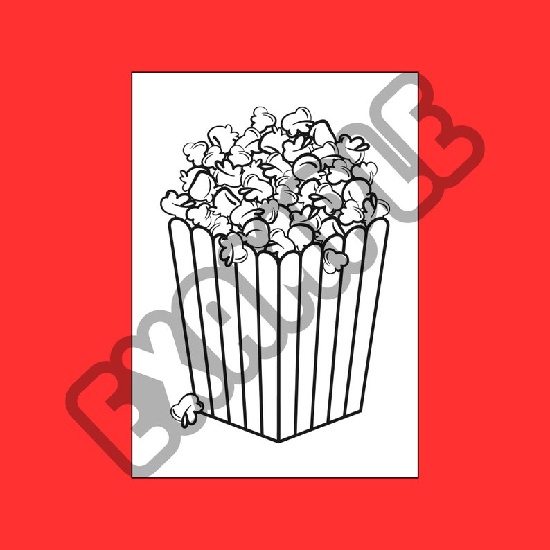 Popcorn Coloring Pages, Kids Coloring Book, Popcorn Printables, Adult ...