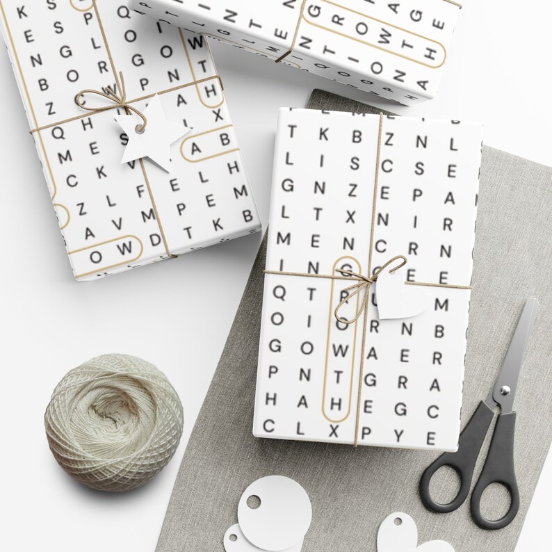 Crossword Puzzle Wrapping Paper Word Search Wrapping Paper - Etsy