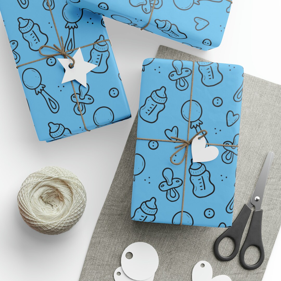Wrapping Paper for Baby Showers, Cute Boy Baby Wrapping Paper for Baby ...