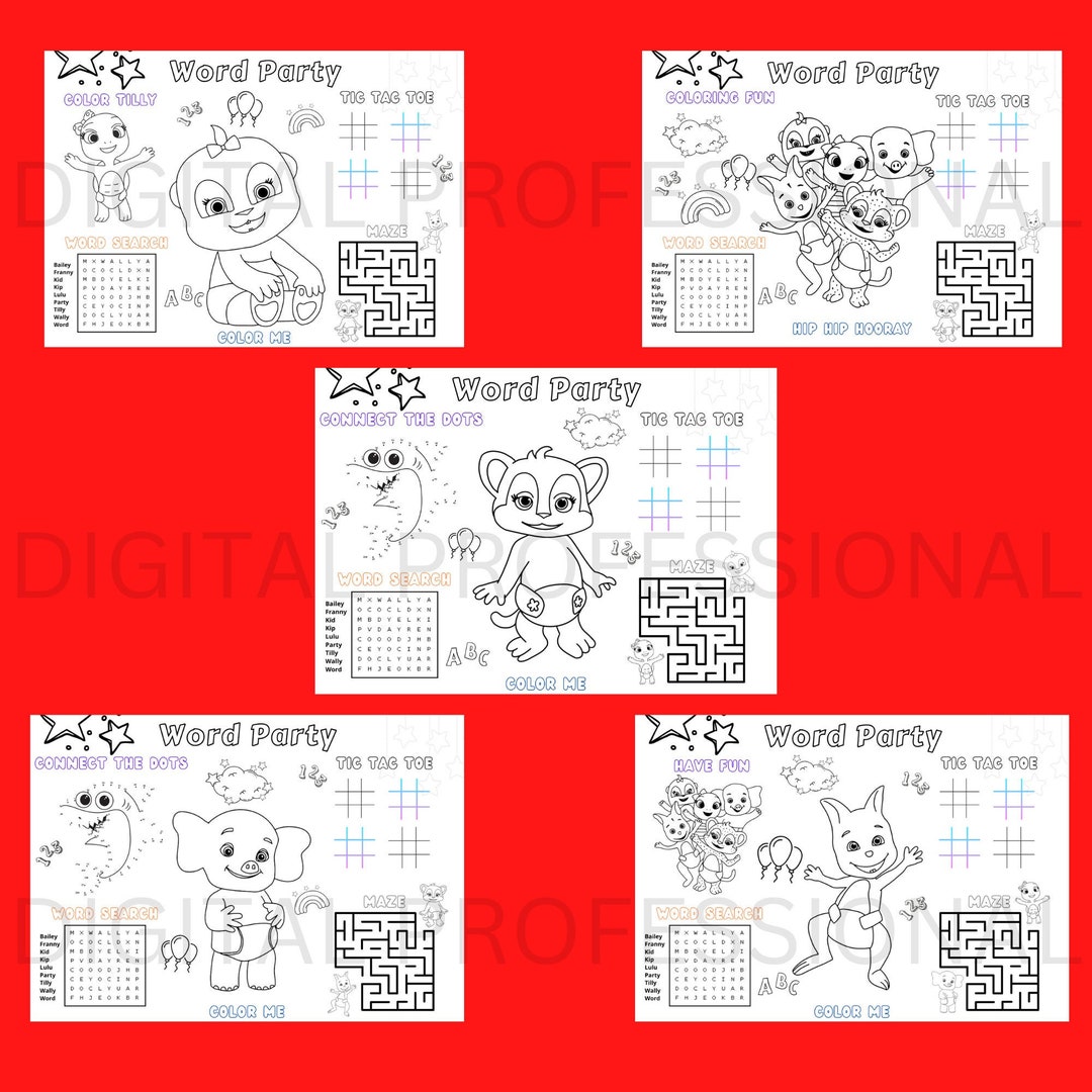 Word Party Activity Sheet, Perfect for Kids Activities During Birthdays ...