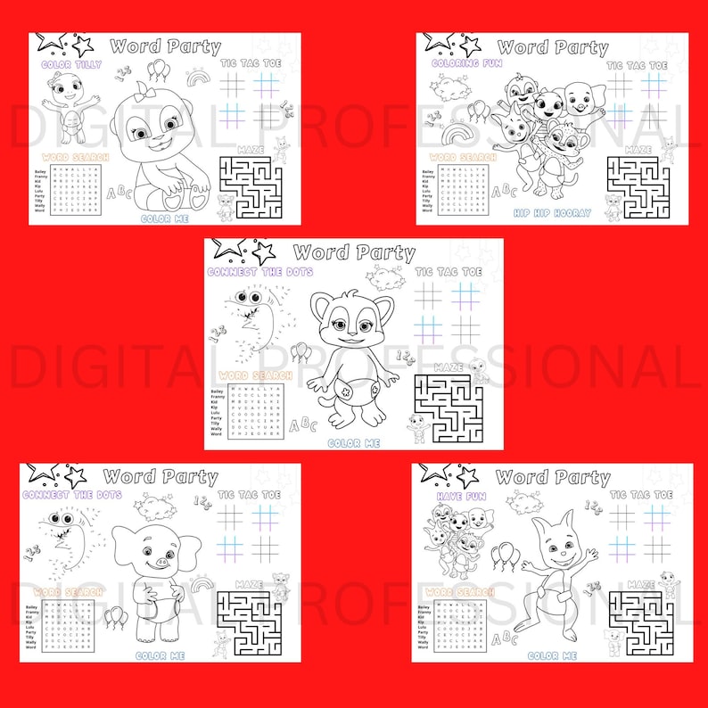 Word Party Activity Sheet, Perfect for Kids Activities During Birthdays ...