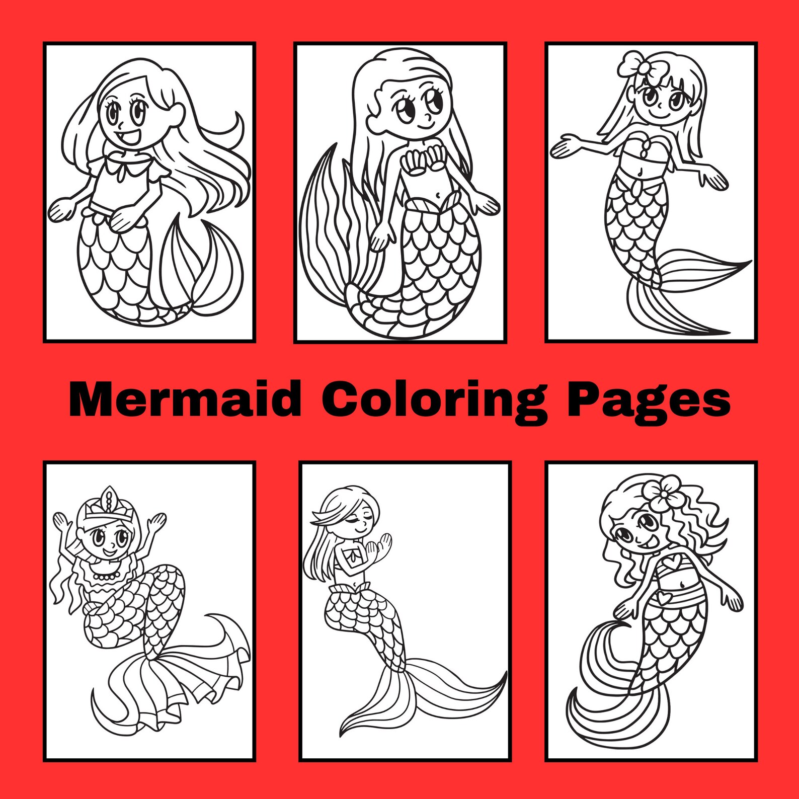 Mermaid Coloring Pages, Mermaid Coloring Activity for Kids, Easy ...
