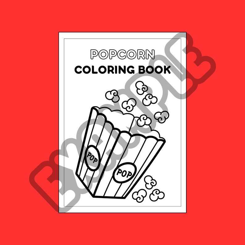 Popcorn Coloring Pages, Kids Coloring Book, Popcorn Printables, Adult ...