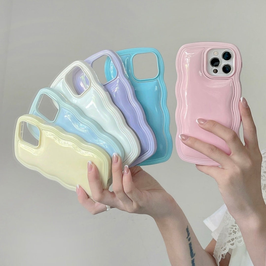 Cute Cartoon Candy Color Wave Frame Korea Phone Case for iPhone 14 13 ...
