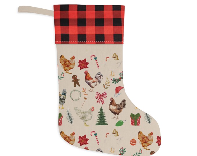 Handmade Christmas Stocking, Chicken Christmas Stocking, Chicken Farmer ...