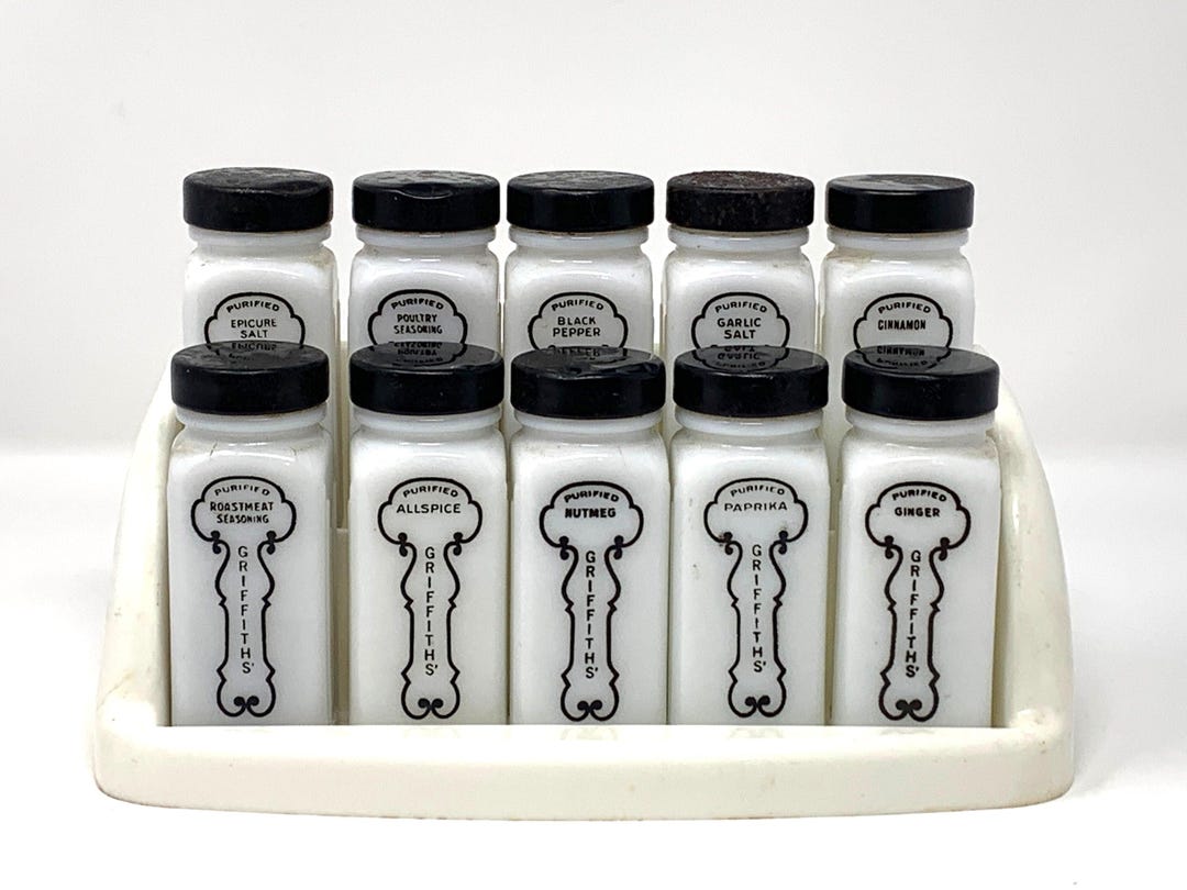 Vintage Griffith’s 10 Bottle Spice Rack, Kitchen Spices, Milk Glass - Etsy