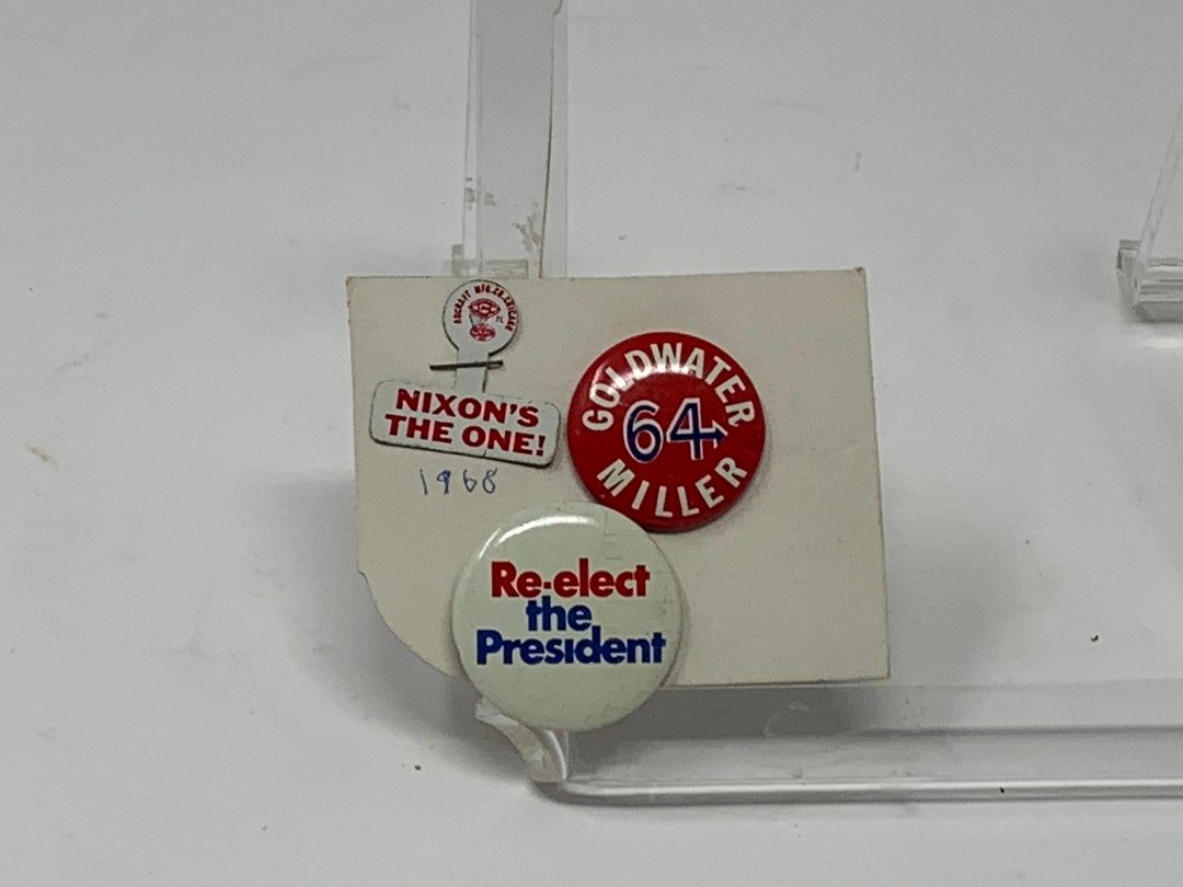 Vintage Set of 3 Presidential Pins, Republican Party, Democratic Party ...
