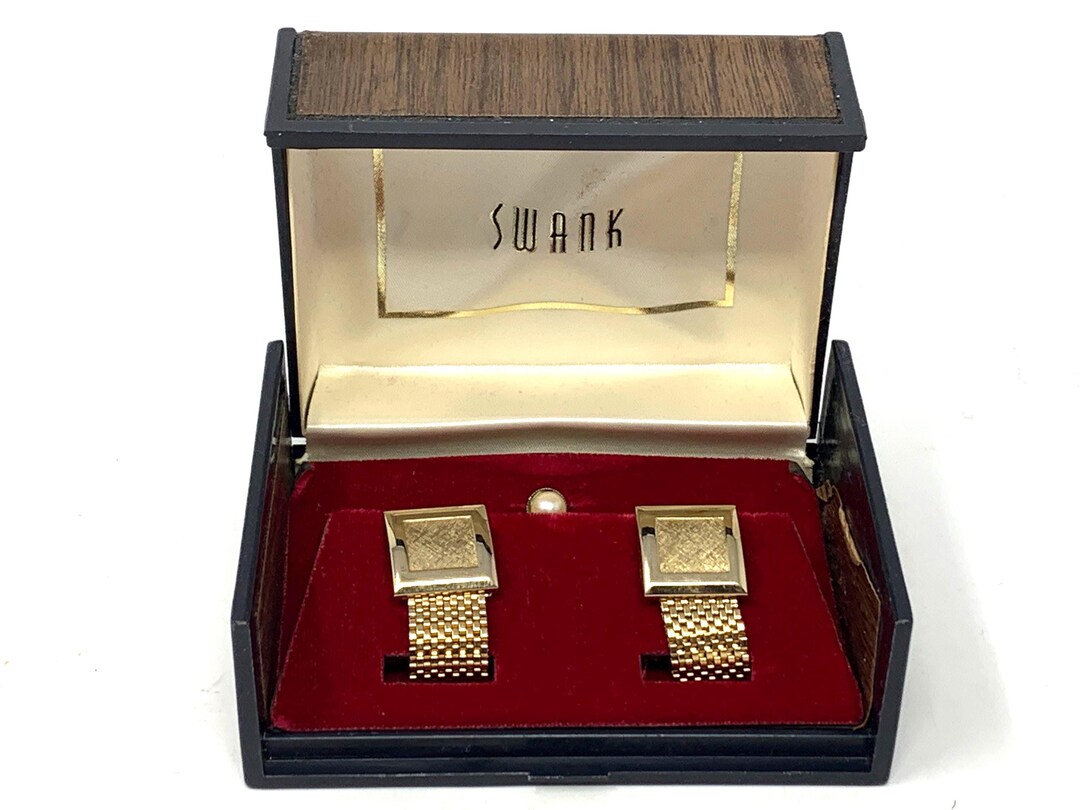 Vintage Gold Swank Cufflinks and Tie Pin Set, Groom Jewelry, Original ...