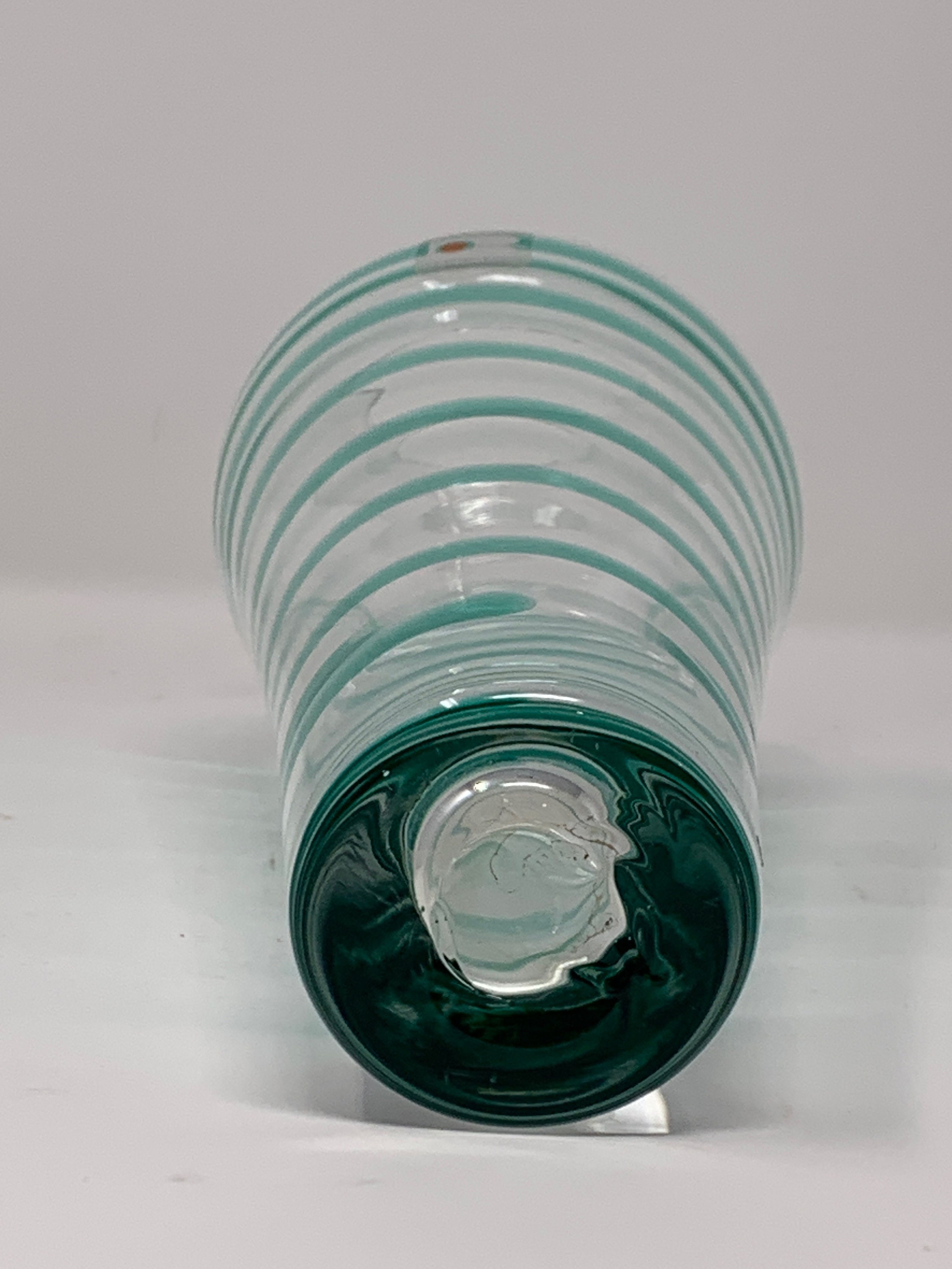 Vintage Blenko Clear Vase With Green Swirl - Etsy