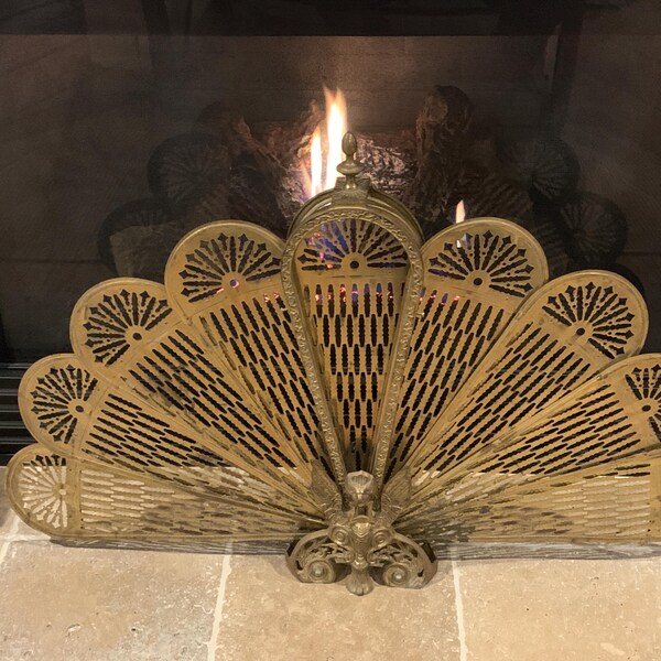 Brass Peacock Fireplace Screen - Etsy