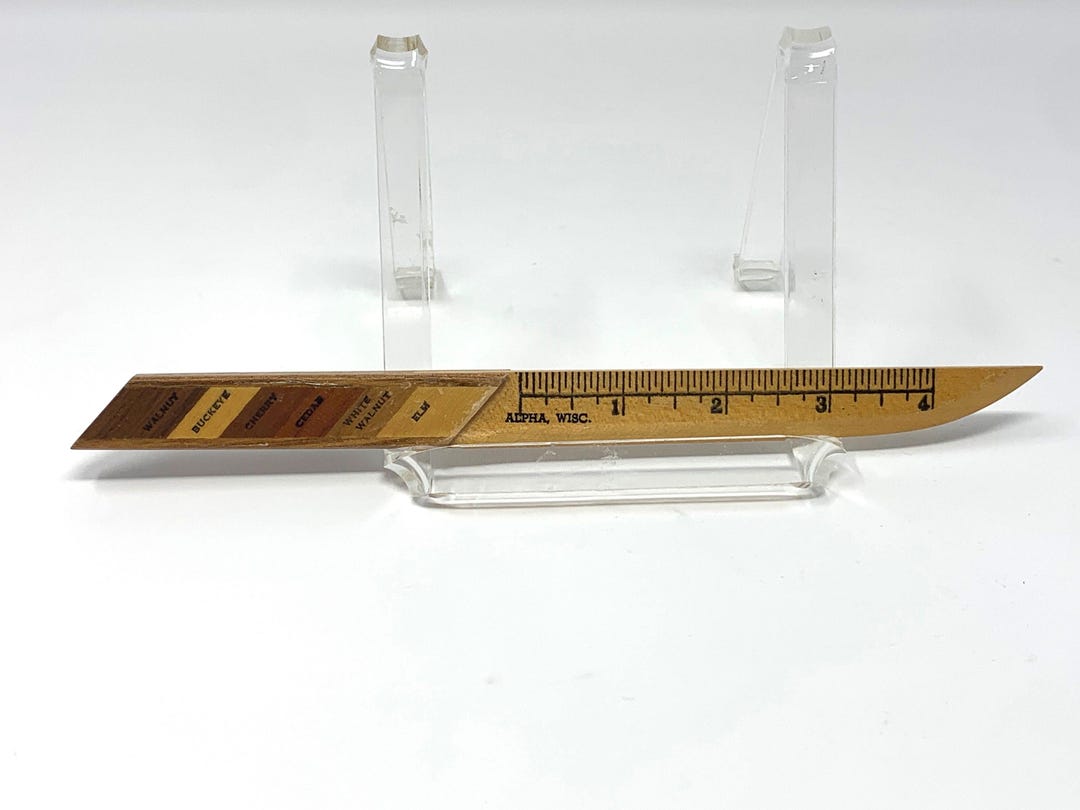 Vintage Wooden Ruler Letter Opener - Alpha Wisconsin - Etsy
