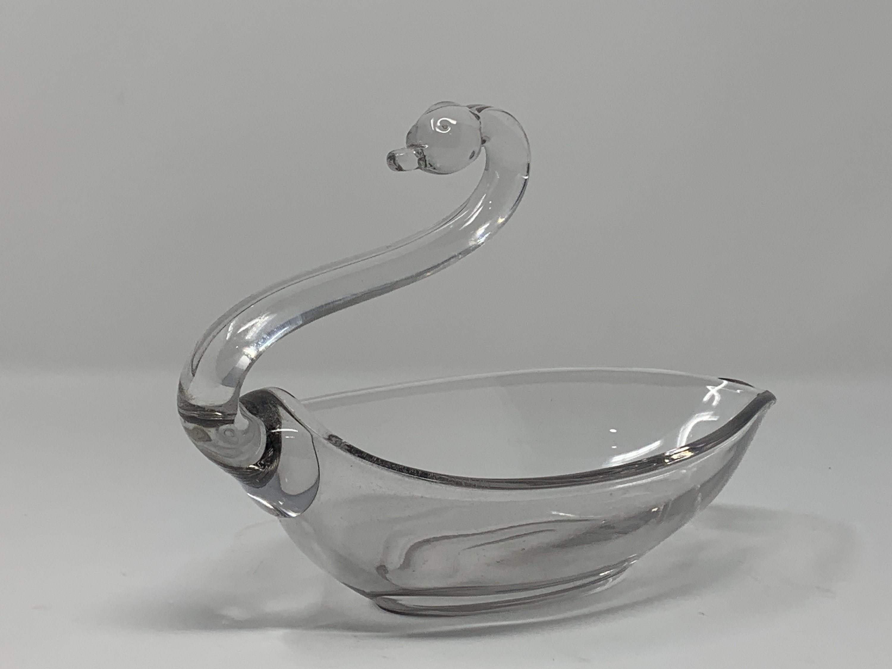 Vintage Clear Glass Swan Candy Dish L Nut Dish - Etsy