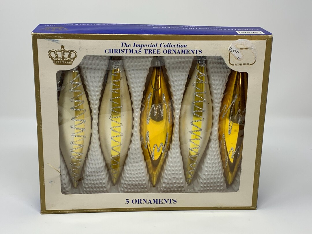 Vintage Box of 5 Sears Teardrop Glass Christmas Tree Ornaments - Etsy