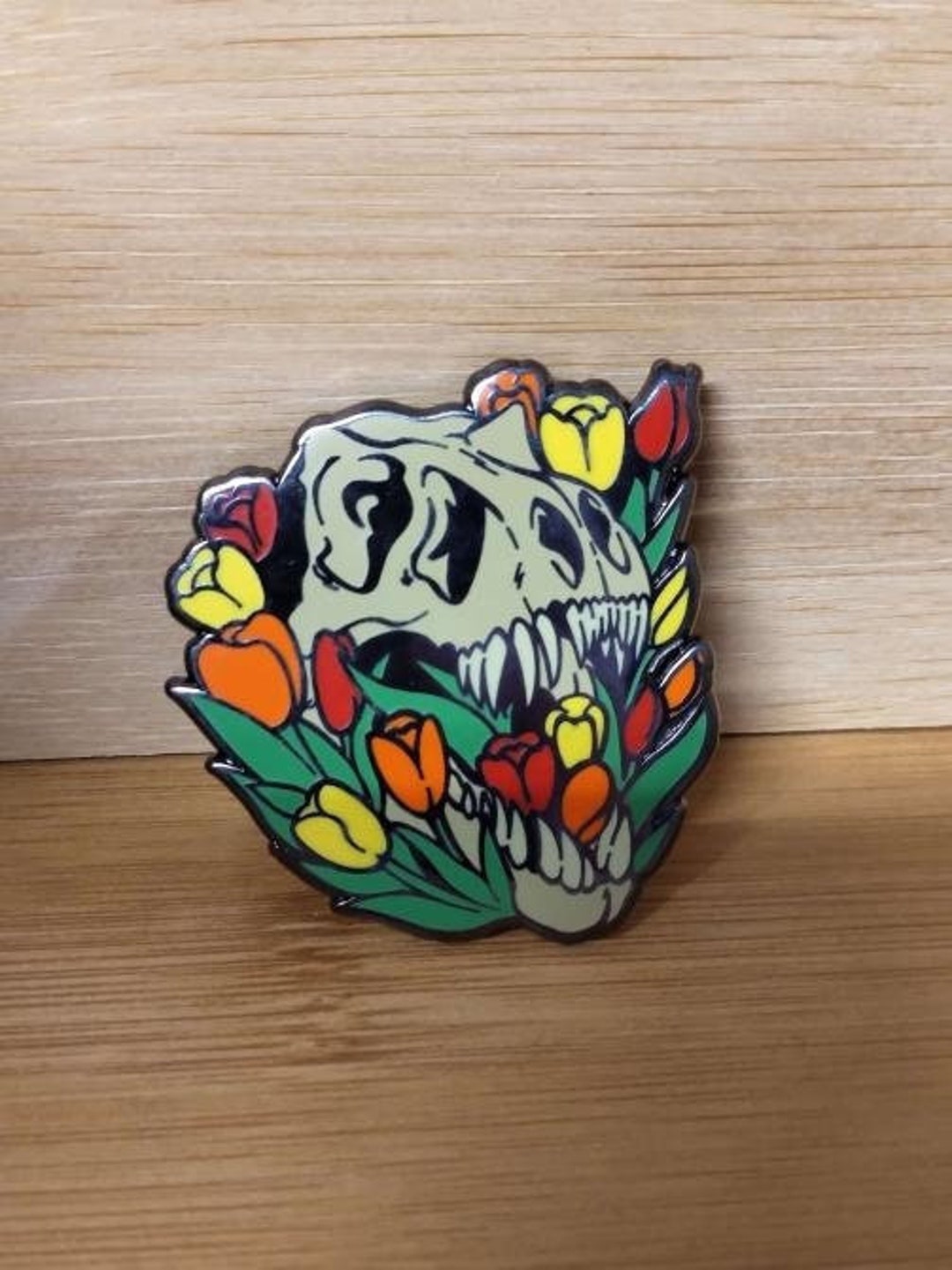 Memento Mori T-rex Skull Enamel Pin, Dinosaur Lapel Pin, Paleontology ...