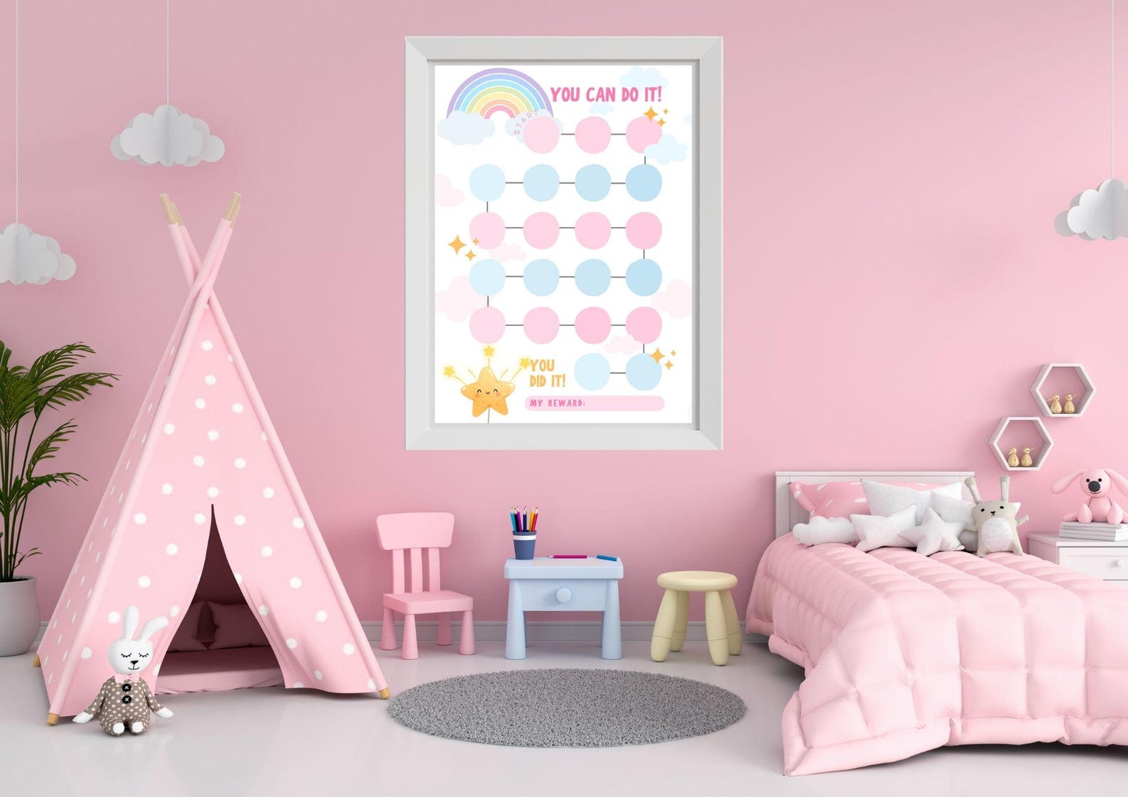 Printable Rainbow Reward Chart With Printable Stickers / Behaviour ...