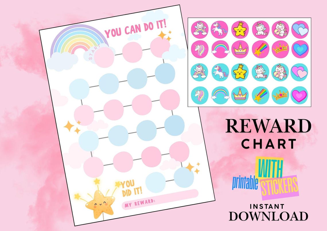 Printable Rainbow Reward Chart With Printable Stickers / Behaviour ...