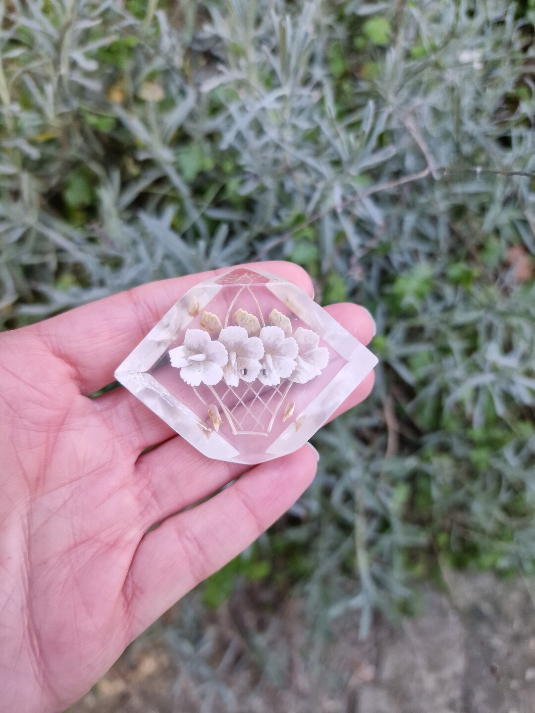 1940s Reverse Carved Lucite Brooch Basket of Flowers - Etsy